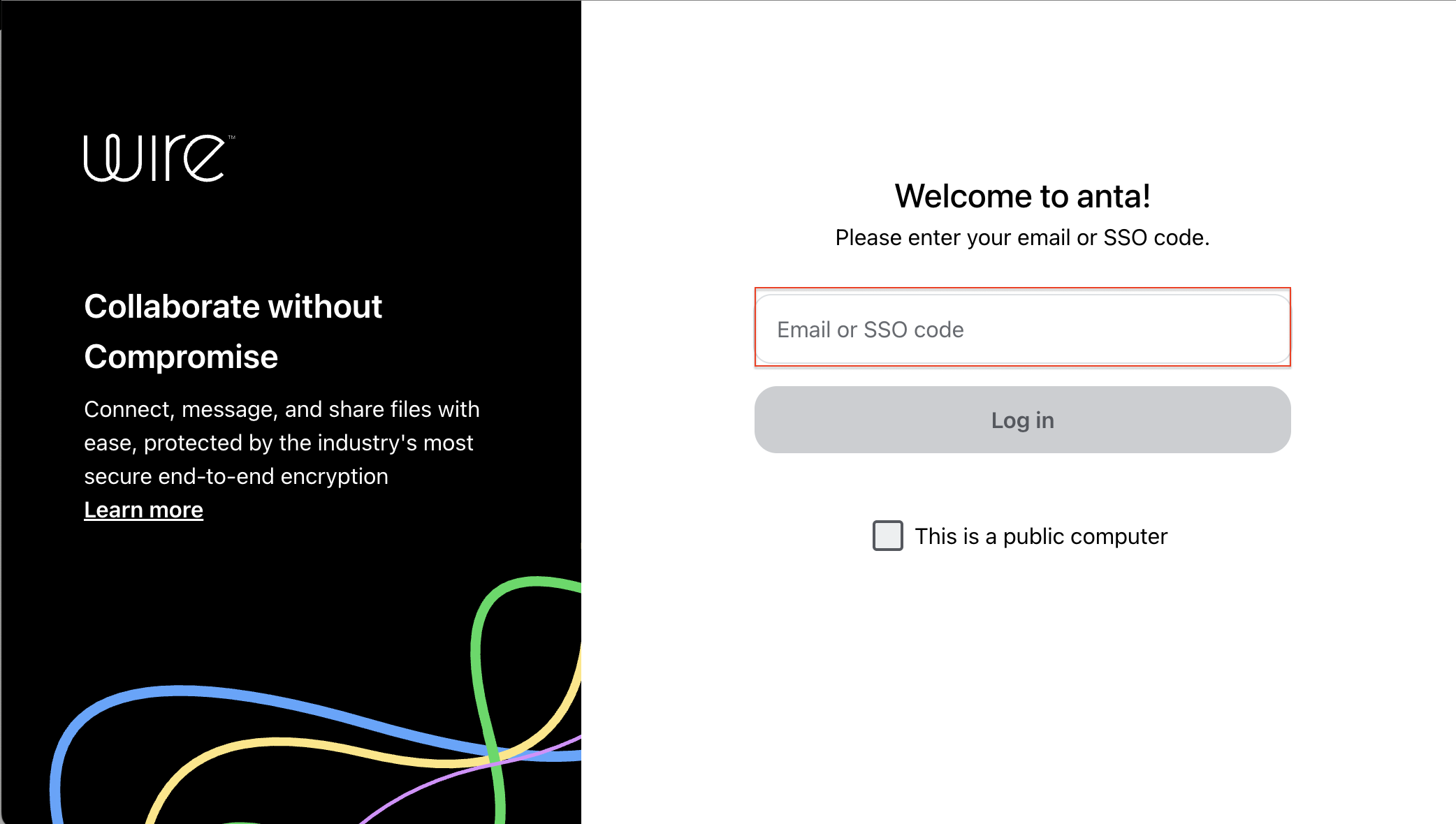 Log in with single sign-on (SSO) – Wire – Support