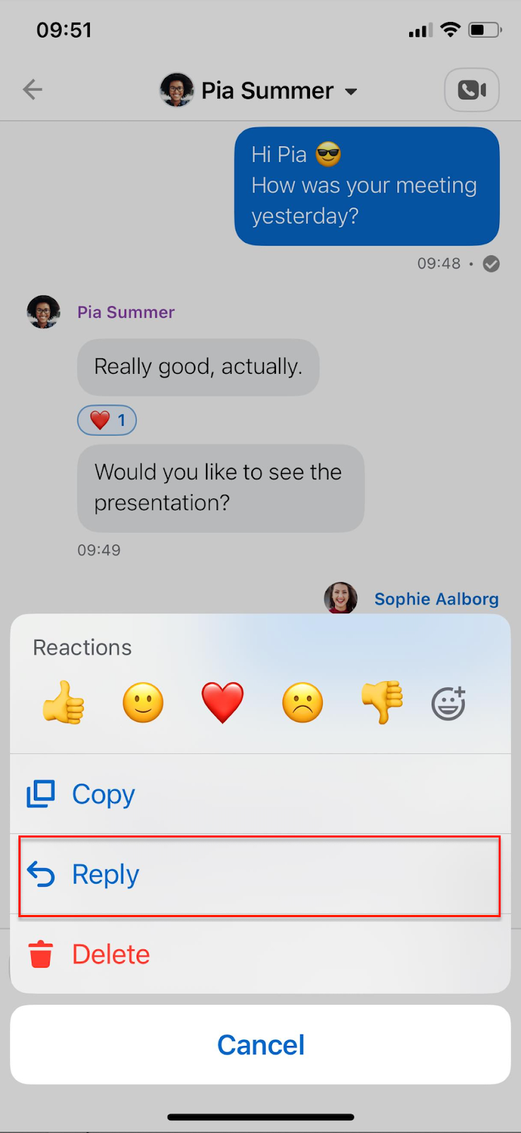 Direct reply to a message – Wire – Support